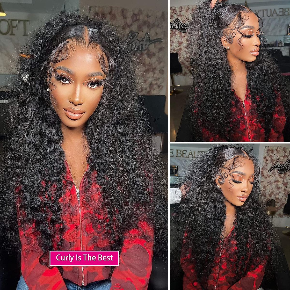 Lace Front Wigs Human Hair 13x4 Deep Wave Lace Front Wigs Human Hair Pre Plucked 22 Inch Deep Wave Lace Frontal Human Hair Wigs for Black Women 180 Density Glueless Brazilian Human Hair Wigs (22inch)