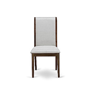 East West Furniture DLLA3-AWA-05 3 Piece Dining Room Table Set Includes a Round Wooden Table with Dropleaf and 2 Upholstered Chairs, 42x42 Inch, Antique Walnut