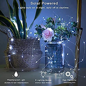 Hemasxing 2 Pack Solar Fairy Lights Waterproof Outdoor, 33ft 100 LED 8 Modes Solar String Lights for Porch Balcony Garden Patio Christmas Decoration (White)