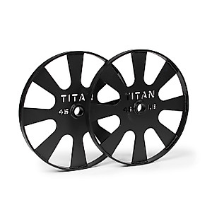 Titan Fitness Wagon Wheel Pulling Blocks, 45 LB Pair, 26-inch Steel Deadlift Pulling Weight Plates