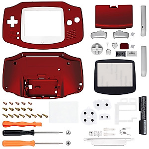 IPS Ready Upgraded eXtremeRate Scarlet Red Soft Touch Replacement Shell Full Housing Cover Buttons for Gameboy Advance GBA – Compatible with Both IPS & Standard LCD –Console & IPS Screen NOT Included