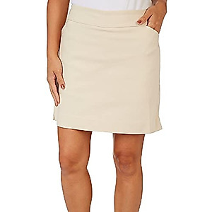 Coral Bay Petite 18 in. Solid Cateye Pocket Skort Medium Petite Tan