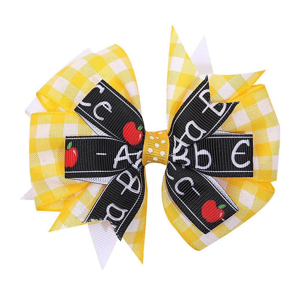 AsggBah 3pcs Back to School Pencil Bow Hair Clips Colorful Grosgrain Hairgrips Alligator Clips for First Day of School Toddler Kids Kindergarten Pupils Students Hair Accessories