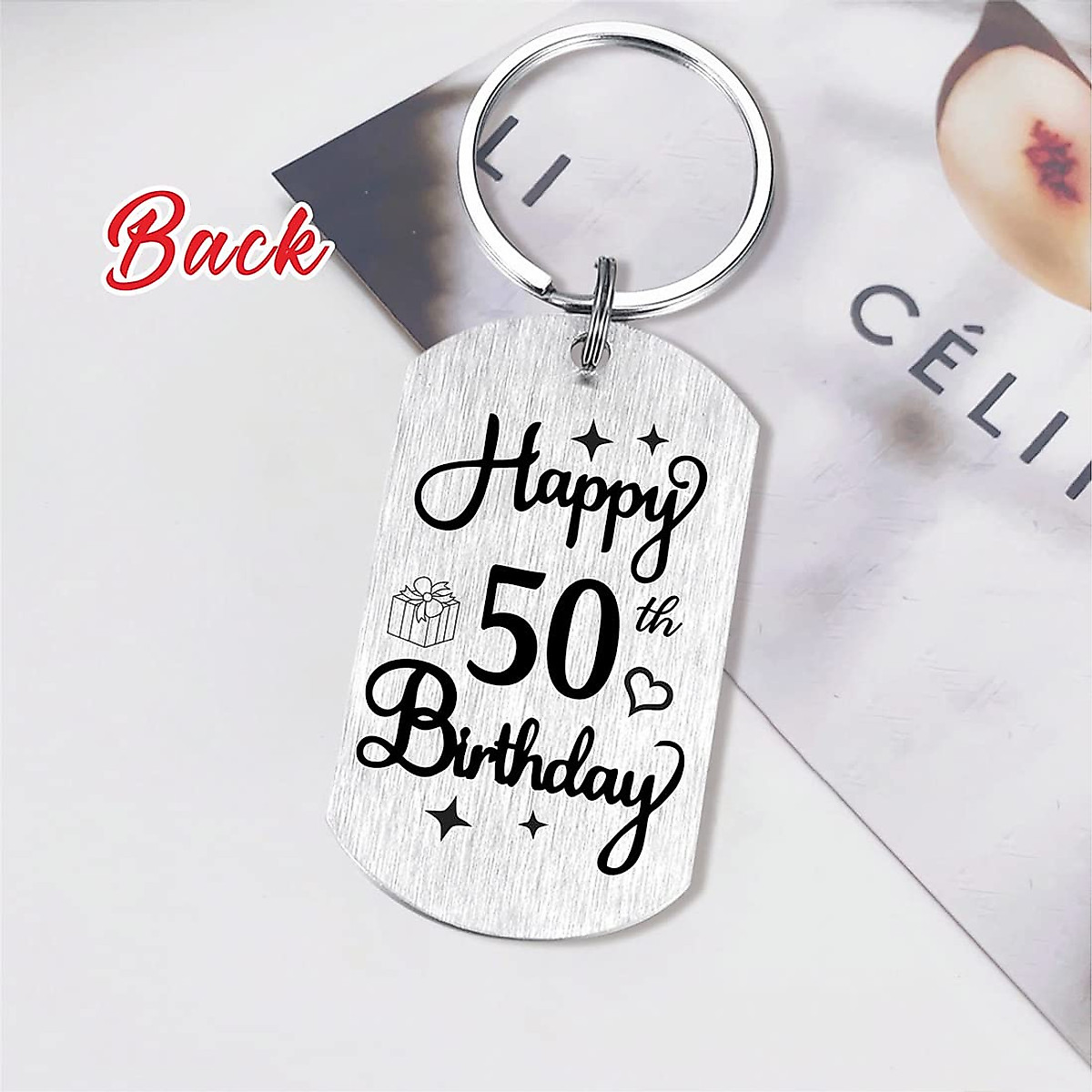 CPLJW 50th Birthday Gifts for Him Her - Happy 50 Years Old Meaningful Birthday Keychain Gifts for Women Men