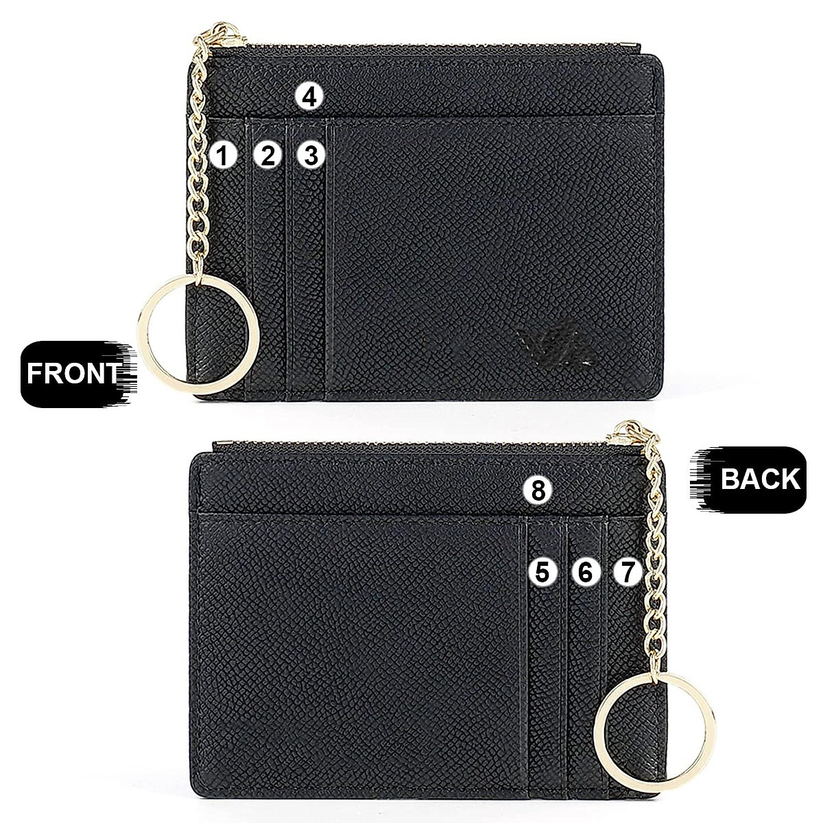 Small Card Wallet for Women Slim Rfid Front Pocket Card Cases Holder Zipper Coin Purse (A-Lichee Leather-Yellow)