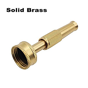 DuLaSeed 2 Packs Solid Brass Hose Nozzle, Heavy Duty Brass Adjustable Twist Garden Hose Nozzle, Water Hose Sprayer for Watering and Washing