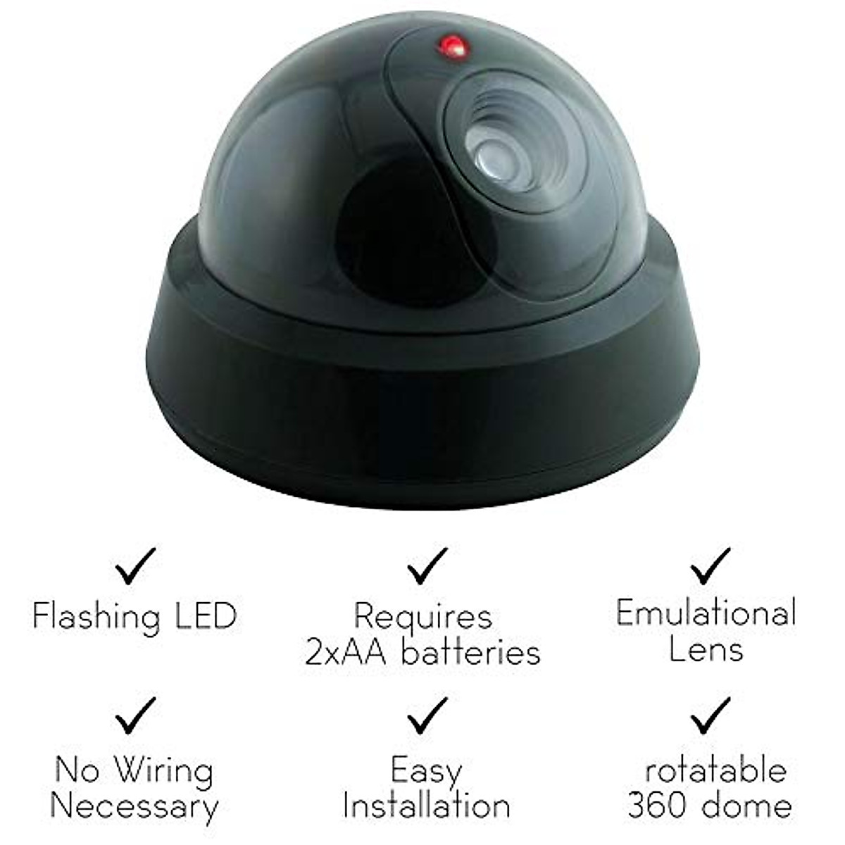 Dummy Security Camera Fake Camera Outdoors Dummy Dome Wireless Surveillance System Motion Light Realistic Look with Flashing Red LED Light 4 Pack