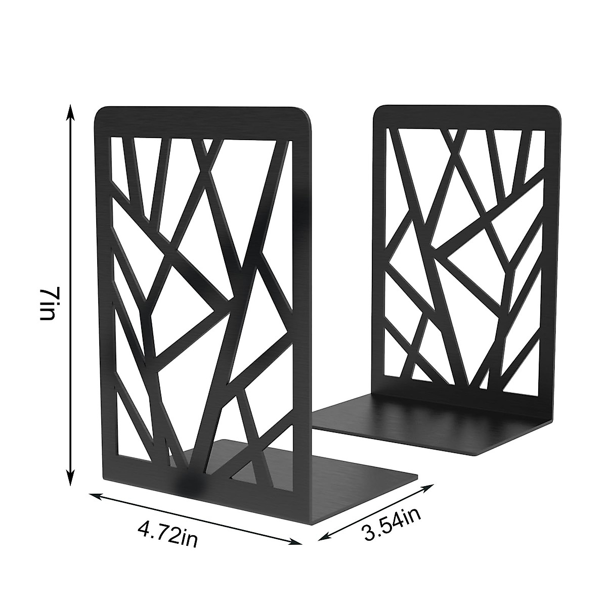 Book Ends, Bookends for Shelves, Home Decorative Bookends for Heavy Books, Non-Skid Book Holders for Shelves, Metal Book End Bookend for Home Office Decor, 7 x 4.7 x 3.5” (2 Pairs/ 4 Pcs, Large)