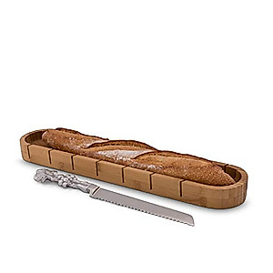 Arthur Court Designs Baguette Board with Grape Pattern Bread Cake Knife 20.6 inch x 6.8 inch x 1.8 inch