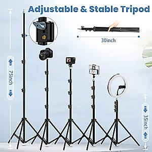 22" Ring Light Selfie Ring Light Kit with 75" Tripod, 6500K Dimmable LED Ring Light, Carrying Bag for Phone, Camera, ipad, YouTube, Facebook, TikTok, Video Recording