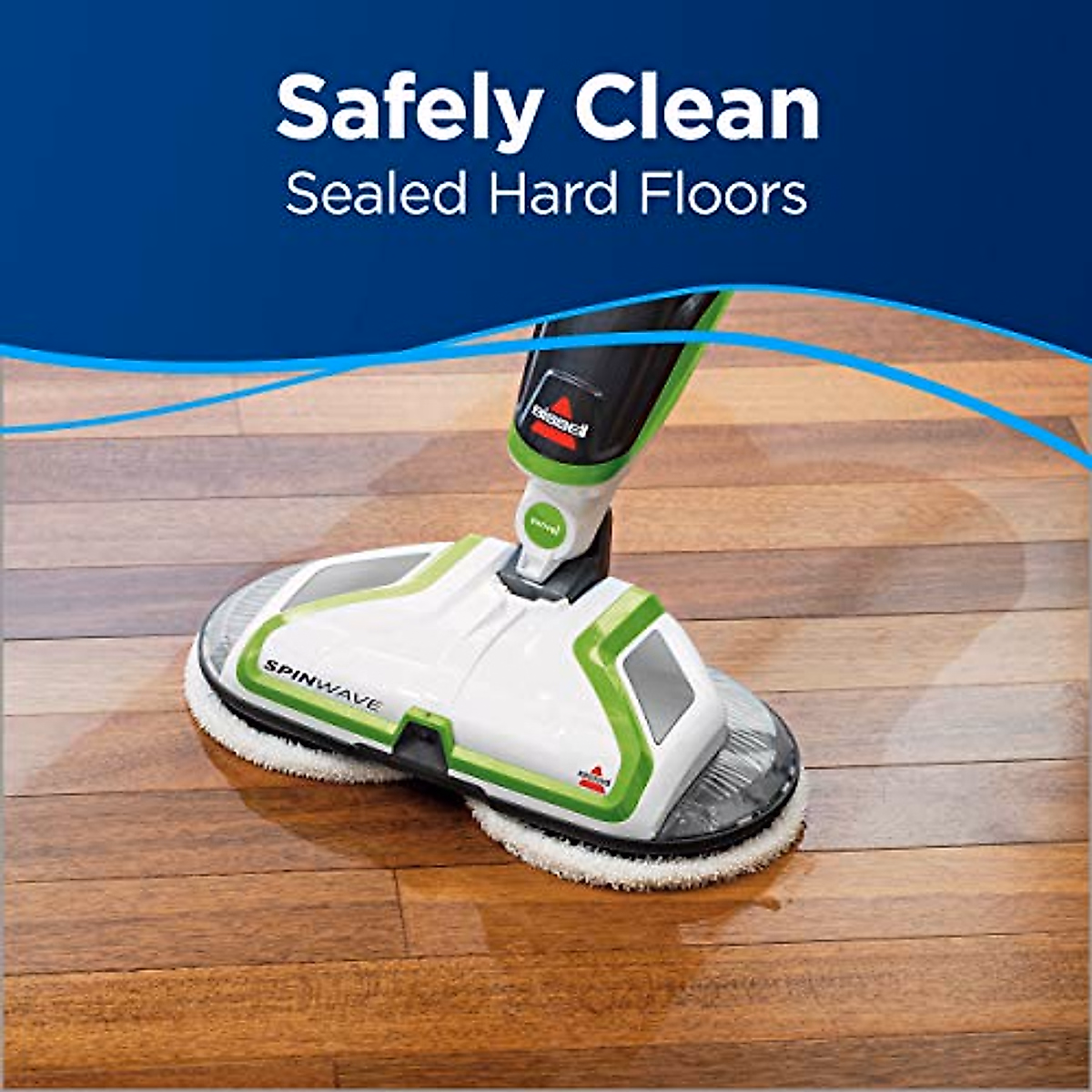 BISSELL Spinwave Powered Hardwood Floor Mop and Cleaner, Green Spinwave, 2039A, 14" Cleaning Path Width