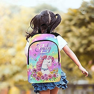 Custom Girls School Backpack with Name for Back School Gifts, Personalized Waterproof Girls Bookbag for Kids Middle School Students Bookbag Outdoor Daypack for Your Kids