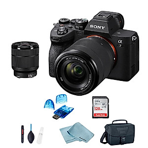 Sony Alpha 7 IV Full Frame Mirrorless Camera with 28-70mm Lens + Deluxe Carrying Case + Cleaning Cloth + Sandisk 128GB SD Card- Sony Zoom Lens 4K 60p Video Professional Accessory Kit