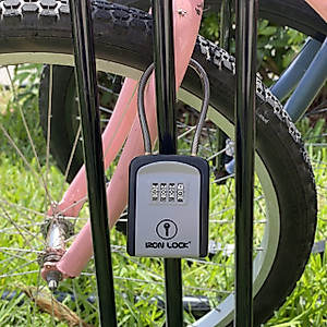 Iron Lock ® - Key Lock Box Portable with Removable Cable Shackle Indoor Outdoor Waterproof 4 Digit Combination with Resettable Code with A B Switch Key Lockbox for Outside Hold Spare Keys for Realtors