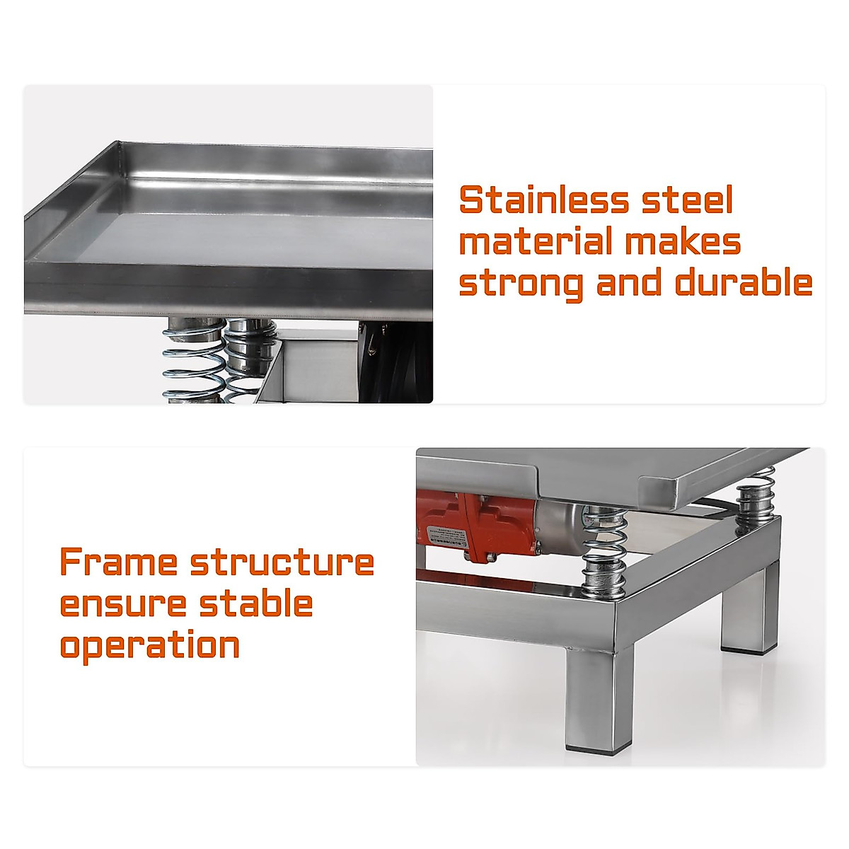 ICZW Concrete Vibration Table Small Vibrating Test Bench Stainless Steel 110V (19.7 * 19.7 inches)
