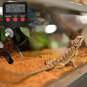 Simple Deluxe 60W Reptile Ceramic Heat Emitter Heat Lamp Bulb No Light Infrared Brooder Heater, Digital Thermometer and Hygrometer with Temp & Humidity Probe for Amphibian Tank/Egg Incubator