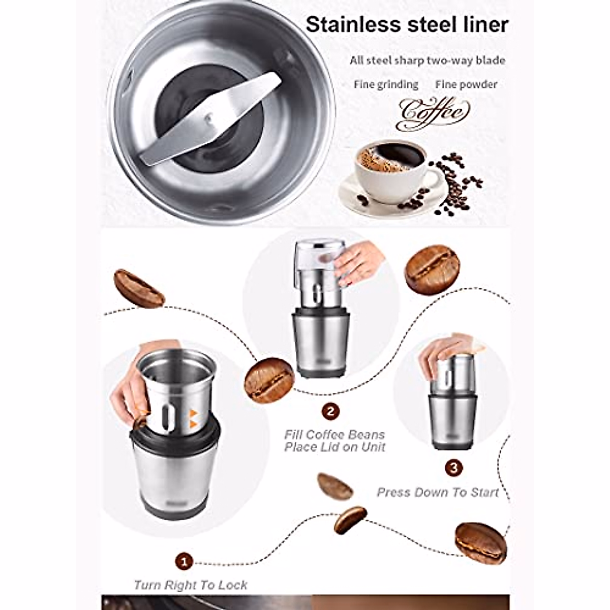CZDYUF Household Small Mini Stainless Steel Portable Coffee Grinder household kitchen appliances portable