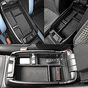 TACOBRO Center Console Organizer Tray Compatible with Ford Escape 2020-2024 and 2021 2022 2023 2024 2025 Bronco Sport CX430 4-Door (Not for U725 2-Door) Secondary Storage Armrest Glove Box - Black