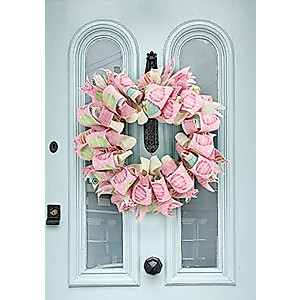 MEEDEE Pink Burlap Ribbon 1.5 Inch Pink Wired Ribbon Light Pink Burlap Ribbon Wired Baby Pink Ribbon for Baby Shower, Crafts, Wreath, Wedding, Gift Wrapping, Garland, Bows Making, Swag (10 Yards)