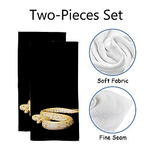 Patteraless Snake Dish Towel 2PC Hand Towels for Bathroom 15" x 30" Absorbent Soft for Hand, Face, Kitchen, Hotel, Spa, Gym, Swim