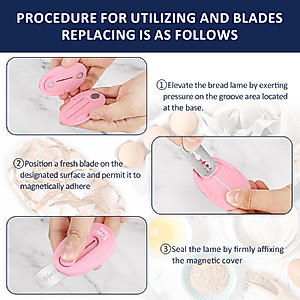 KNIFRTISAM Extractable & Magnetic Bread Lame Dough Scoring Tool, Professional Sourdough Scoring Tool for Sourdough Bread Baking & Bread Making Tools 10 Razor Blades- Pink