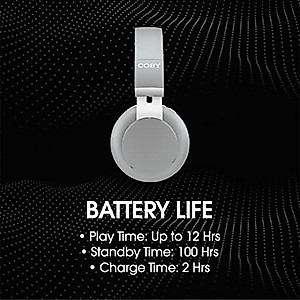 Coby Wireless On-Ear Headphones Bluetooth 5.0 Virtual Assistant Support Portable Folding with Microphone, Music and Call Controls, FM Radio, 6 Hour Battery Life, 33 Feet / 10 Meter Range (Silver)