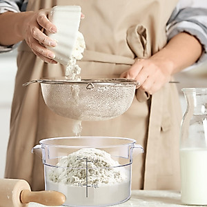 Sawysine 4 Pcs Food Storage Container with Lids Set Proof Dough Clear Round Commercial Containers with Scales and Handles for Bread Dough Rise Restaurant Home Food Storage (1 Qt 2 Qt 4 Qt 6 Qt)