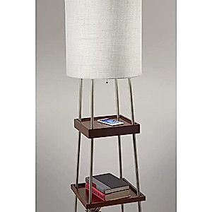 Adesso 3459-15 Henry Shelf Floor Lamp Wireless Charging, 7W LED, 5W QI, USB Port, Indoor Lighting Lamps