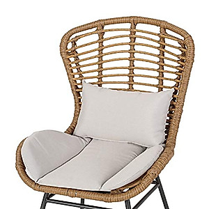 Great Deal Furniture Qearl Outdoor Club Chairs (Set of 2), Light Brown and Beige