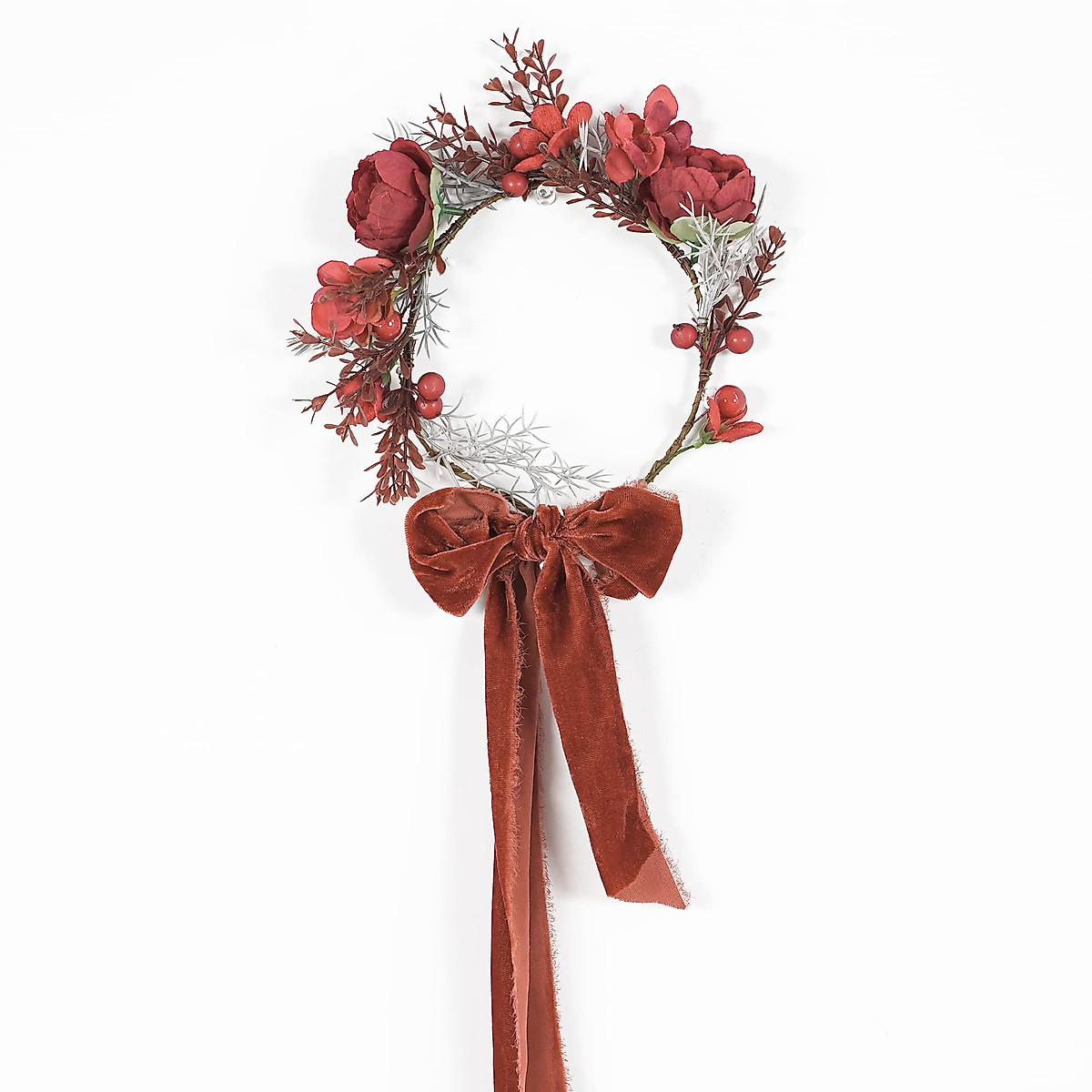 MEEDEE Rust Velvet Ribbon - 3 Inch Fringe, Raw Edge, Silk Velvet for Wreaths, Flower Bouquet, Dress Sash, Baby Shower, Wedding Decor (3 Yards)