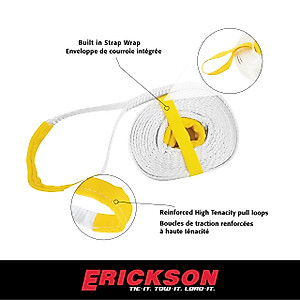 Erickson 59800 White 3" x 30' Recovery Strap,27,000 lbs Breaking Strength, 13,500 lbs Maximum Vehicle Weight Capacity