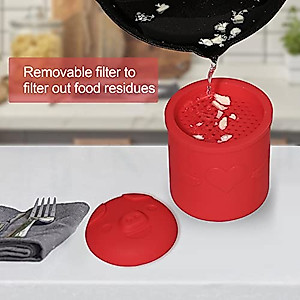 Kamehame Bacon Grease Container, Silicone Grease Keeper with Strainer, Grease Catcher for Storage of Frying Oils and Cooking Fats
