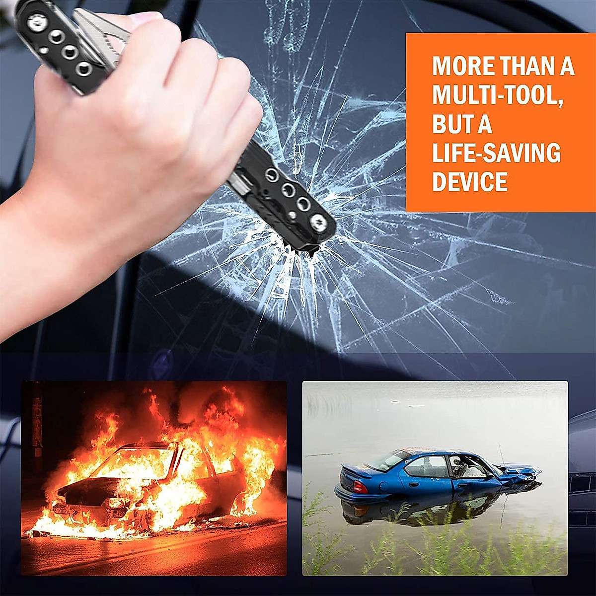 Multitool Knife for Men, Pliers Tools 15 in 1 Multi Tool with Safety Lock Screwdrivers Saw Bottle Opener Durable Sheath Perfect for Camping Survival Hiking