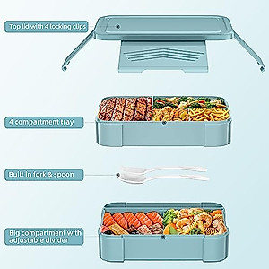 Cherrysea Stackable Bento Box Large Adult Lunch Container 6 Compartments Leakproof Kids Toddler Bento Lunch Box for School, All in One Pink Lunch Box with Adjust Divider for Office, Picnic - 1500ML