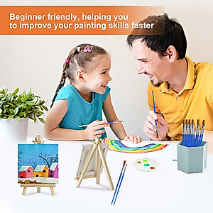 32 Pack Mini Canvases for Painting, Small Stretched Painting Canvas with Mini Easel 4x4 Inch, Art Canvases Painting Kit with 64 Brushes & 32 Paint Tray for Kids Acrylic Pouring Oil Water Color Supply