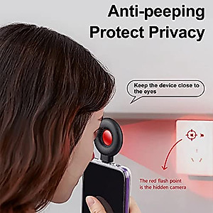 Hidden Devices Detector Hidden Camera Detectors Anti Spy Detector Camera Finder Spy LED Hidden Device Detector with Infrared Viewfinders Pocket Sized USB-C & Lightning Charging (Lightning Black)