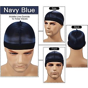 2PCS Silky Stocking Wave Cap for Men, Good Compression Over Durag （Regular Style）