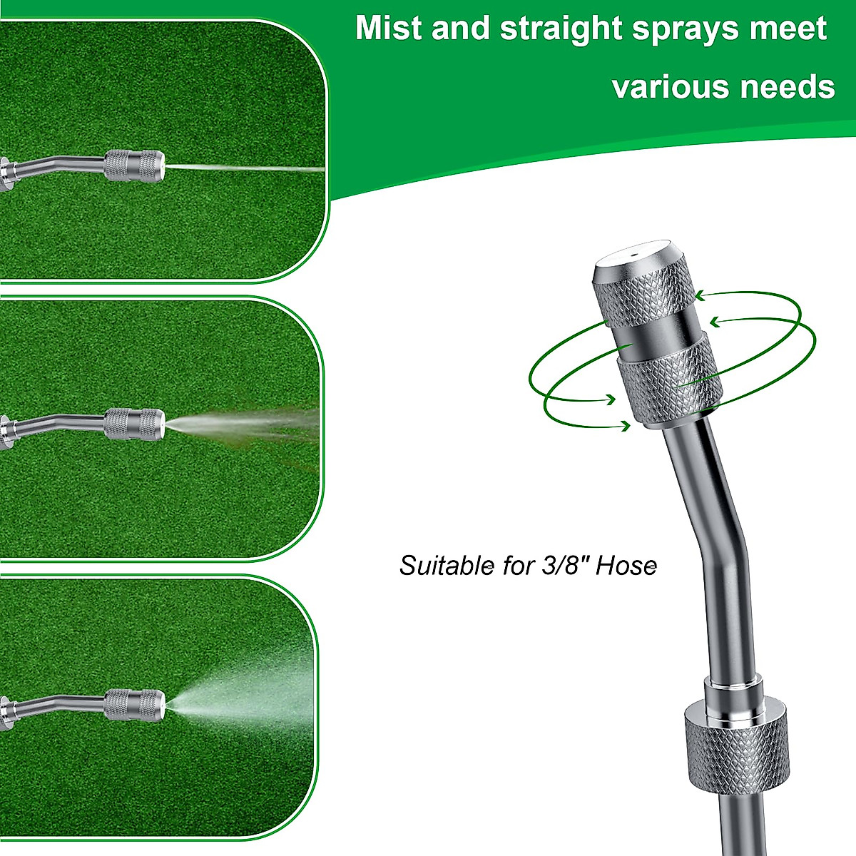 2 Pack 28'' Sprayer Wand Match 3/8'' Hose, Adjustable Nozzle Stainless Steel Replacement Sprayer Wand Built-in Shut off Valve with Hose Quick Connector for Garden, Car Wash, Weed, Lawn