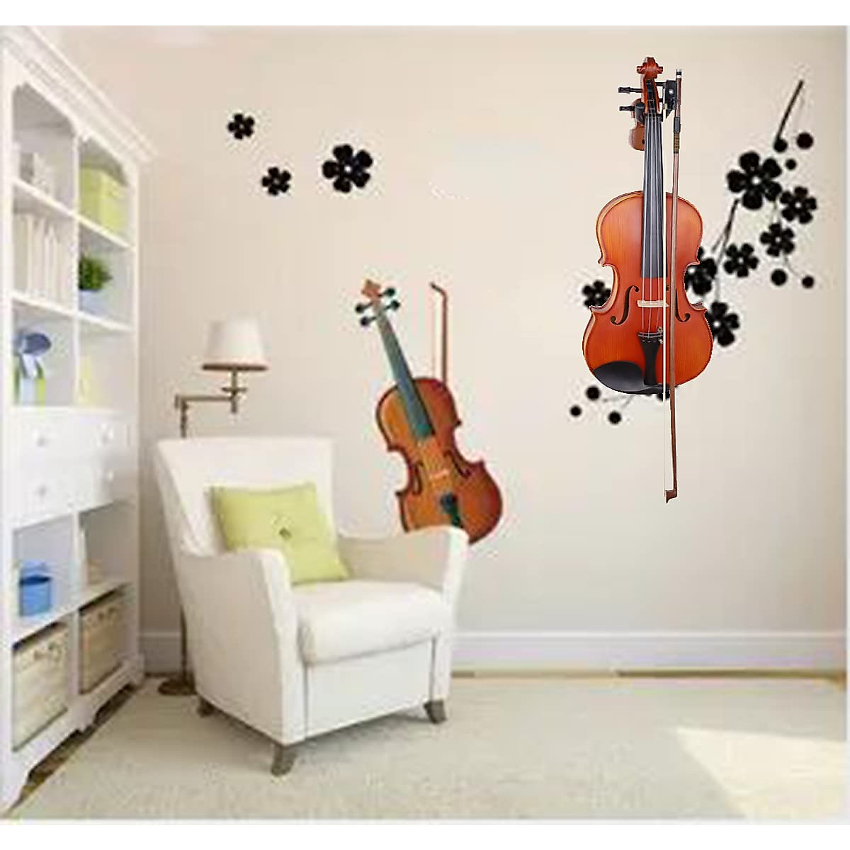 PUNK Violin Viola Wall Mount Hanger,Violin Viola Hook,Mahogany Violin holder,with Bow Hook,Home & Studio Wall Mount Violin Hangers (Mahogany)
