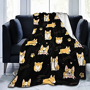 GYUIYTI Cute Corgis Blanket - 60X50 Inch Corgis Throw Blanket, Fleece Flannel Soft Blanket for Bedroom Sofa Living Room