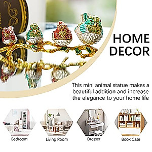YU FENG Hand Painted Enamel Four Birds Trinket Box Hinged Jewelry Organizer with Crystals Ring Earrings Storage Colorful Animals Figurine Collectibles Home Decor Art