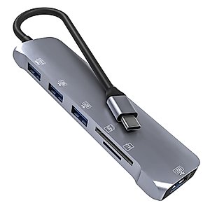 USB C to USB 3.0 Hub for iPad Pro 11/ iPad Mini/MacBook Air 6 in 1 Multifunction SD MicroSD Adapter for MAC