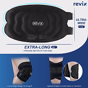 REVIX 20'' XXXL Reusable Ice Knee Wrap for Discomfort Reduction, Cold Therapy Gel Pack for Knee, Back, Shoulder Relaxation and Post-Workout Recovery, Soft Plush Lining Cold Pack