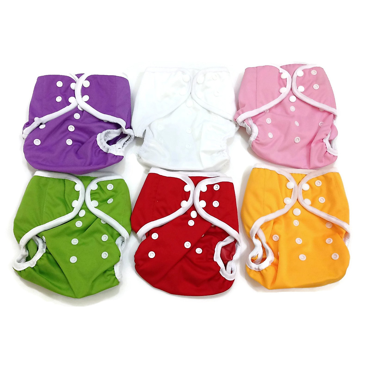 BB2 6 pcs Baby One Size Solid Leak-free Snaps Cloth Diaper Cover for Prefolds (One Size, Girls - A (6 Pieces))