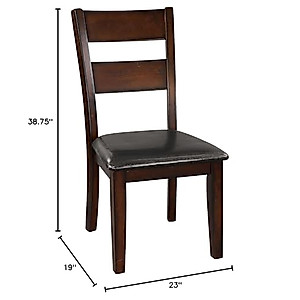 Tidyard Cherry Finish Classic Style Set of 2 Side Chairs Mango Veneer Faux Leather Upholstered Transitional for Kitchen Dining Room Living Room Home Furniture