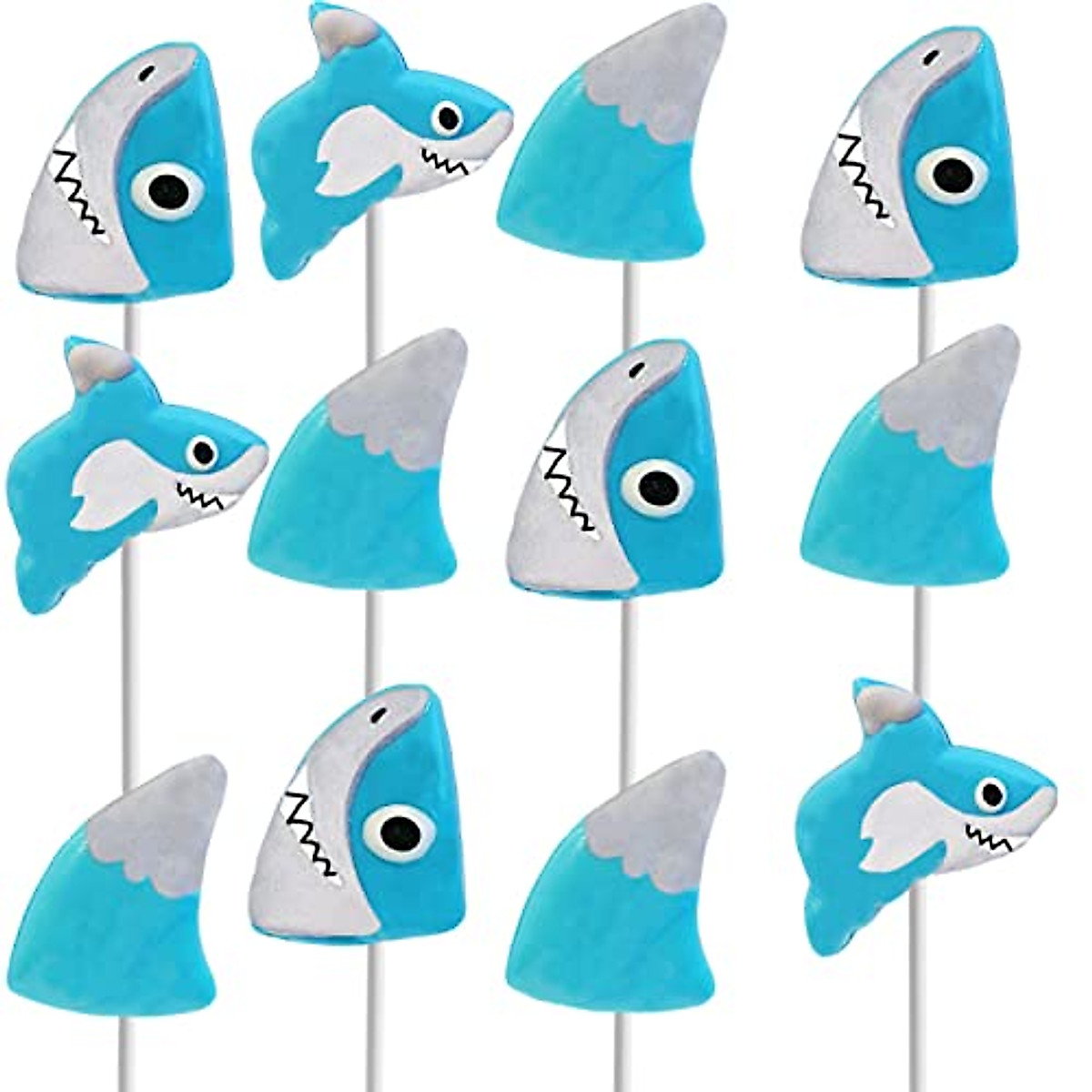 Shark Lollipops Variety Mixed Fruit Flavor Party Suckers Perfect Shark Party Favors For Your Shark Birthday Party (Pack of 12)