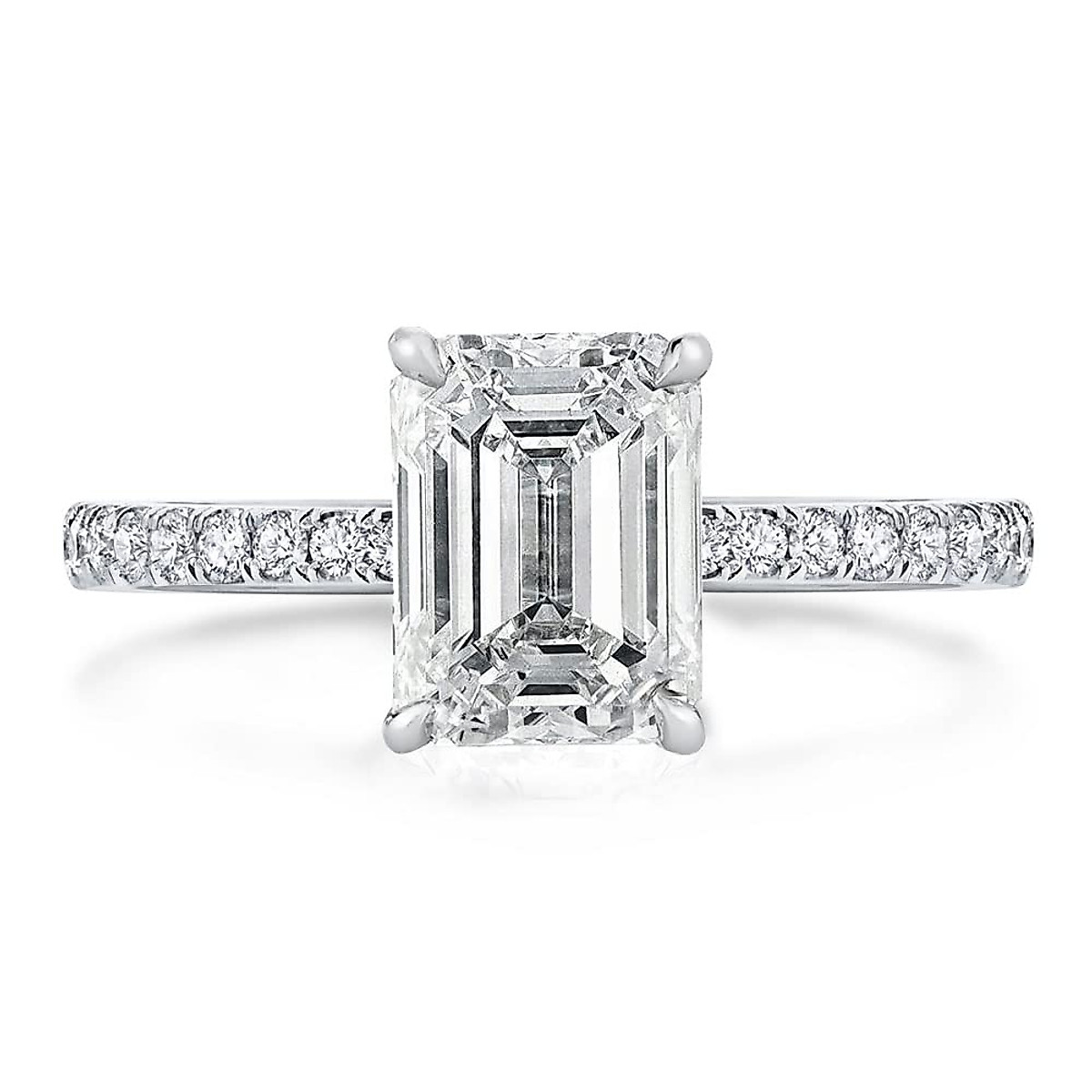 Bo.Dream 2ct Emerald Cut Cubic Zirconia Engagement Rings For Women Platinum Plated Sterling Silver Size 6.5