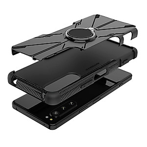 Compatible with Sony Xperia 10 III Case Cover,Compatible with Sony Xperia 10 III 5G SO-52B Case Ring Stand 2 in 1 Phone Case Cover Black