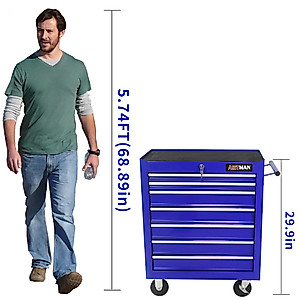 Tool Cart on Wheels 24.2in，7 Drawers Rolling Tool Box，Locked Drawers Storage Organizer Cabinet for Garage, Warehouse, Repair Shop, Workshop