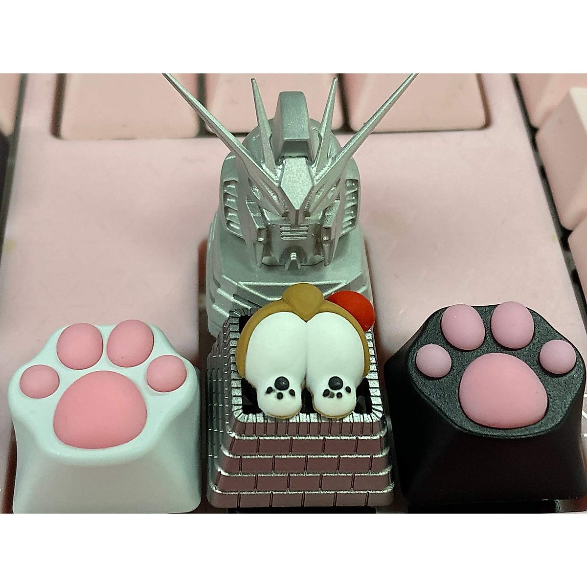 Custom Gaming Keycaps Machinery Keyboard keycaps Cat paw Shape ABS Base for ESC Key, Cat Claw for Cute Keyboard (Black/Pink)
